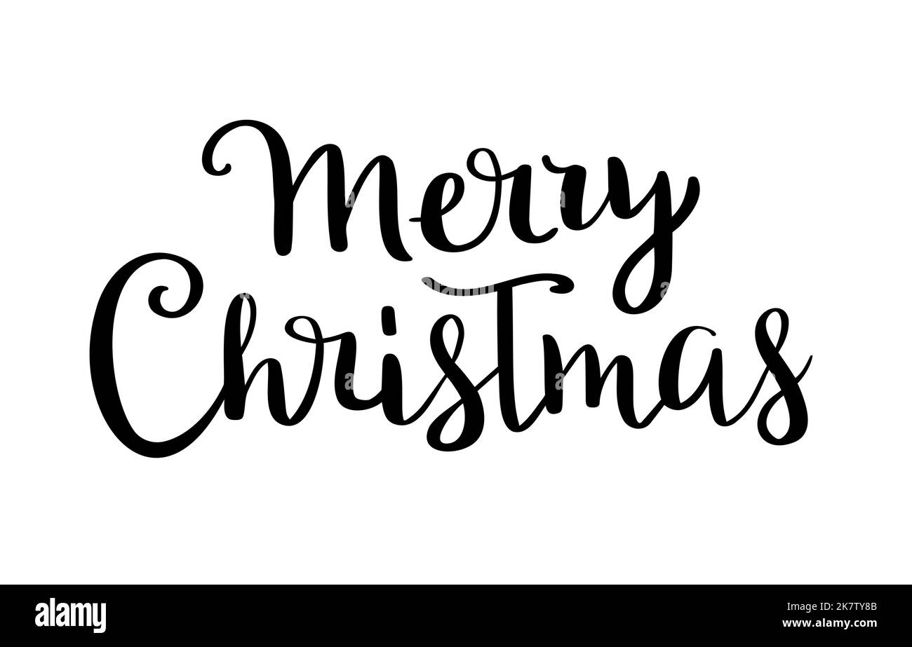 Merry Christmas calligraphy lettering, hand written vector illustration ...