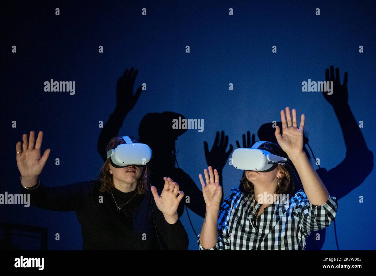 London, UK. 19 October 2022. Staff members wearing VR headsets ...