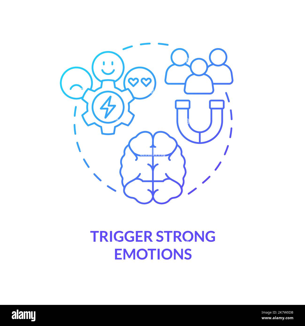 Trigger strong emotions concept blue gradient icon Stock Vector Image ...