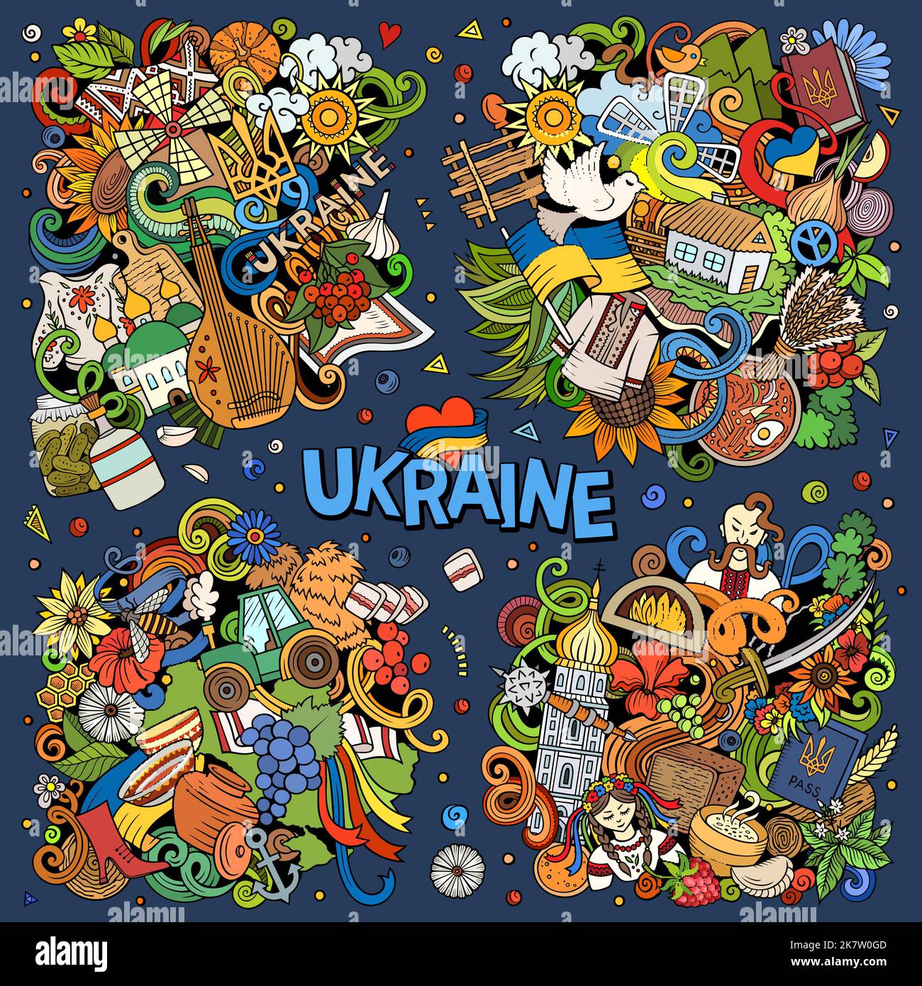 Ukraine cartoon vector doodle designs set Stock Vector Image & Art - Alamy