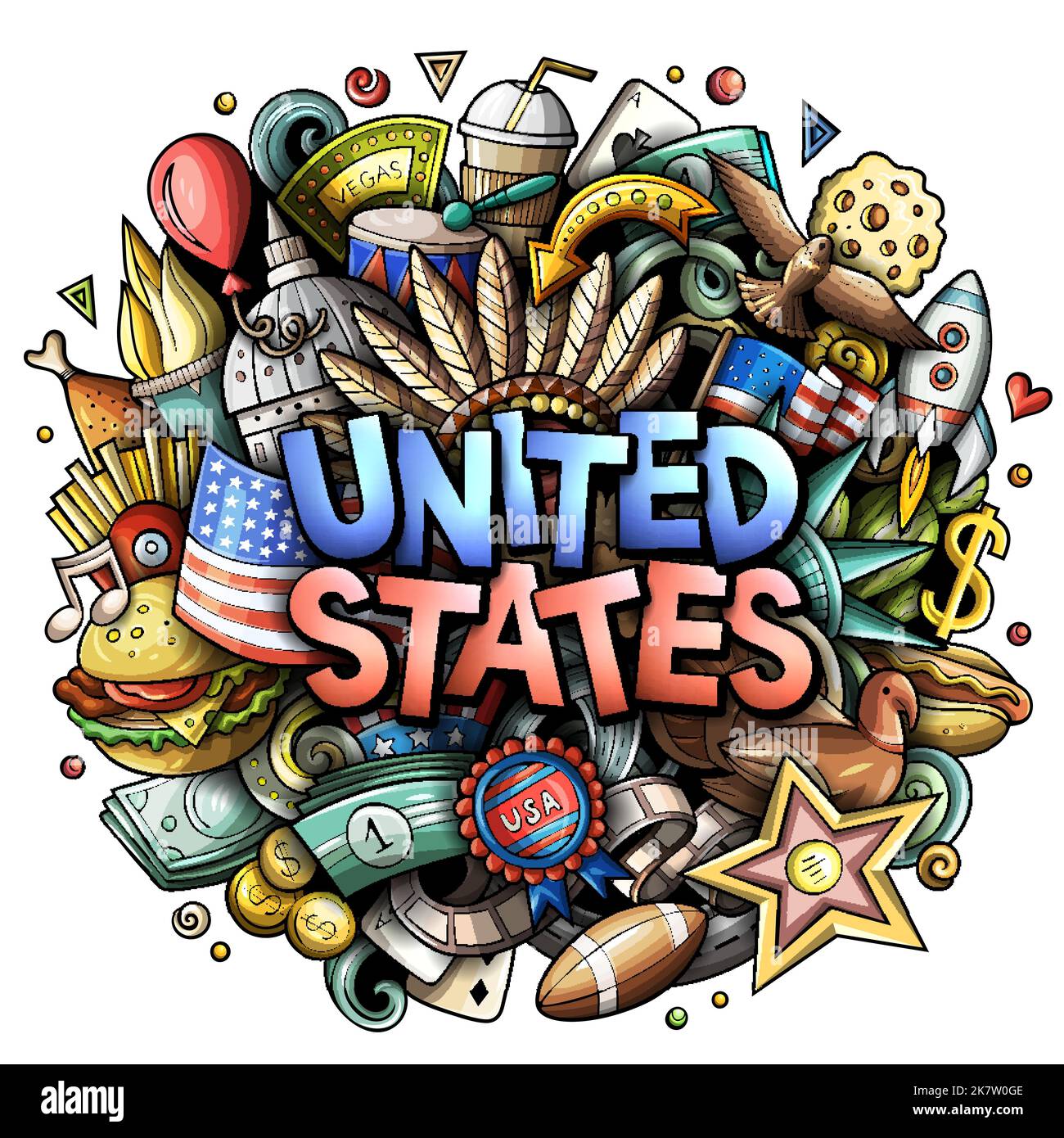 United States hand drawn cartoon doodle illustration Stock Vector Image ...