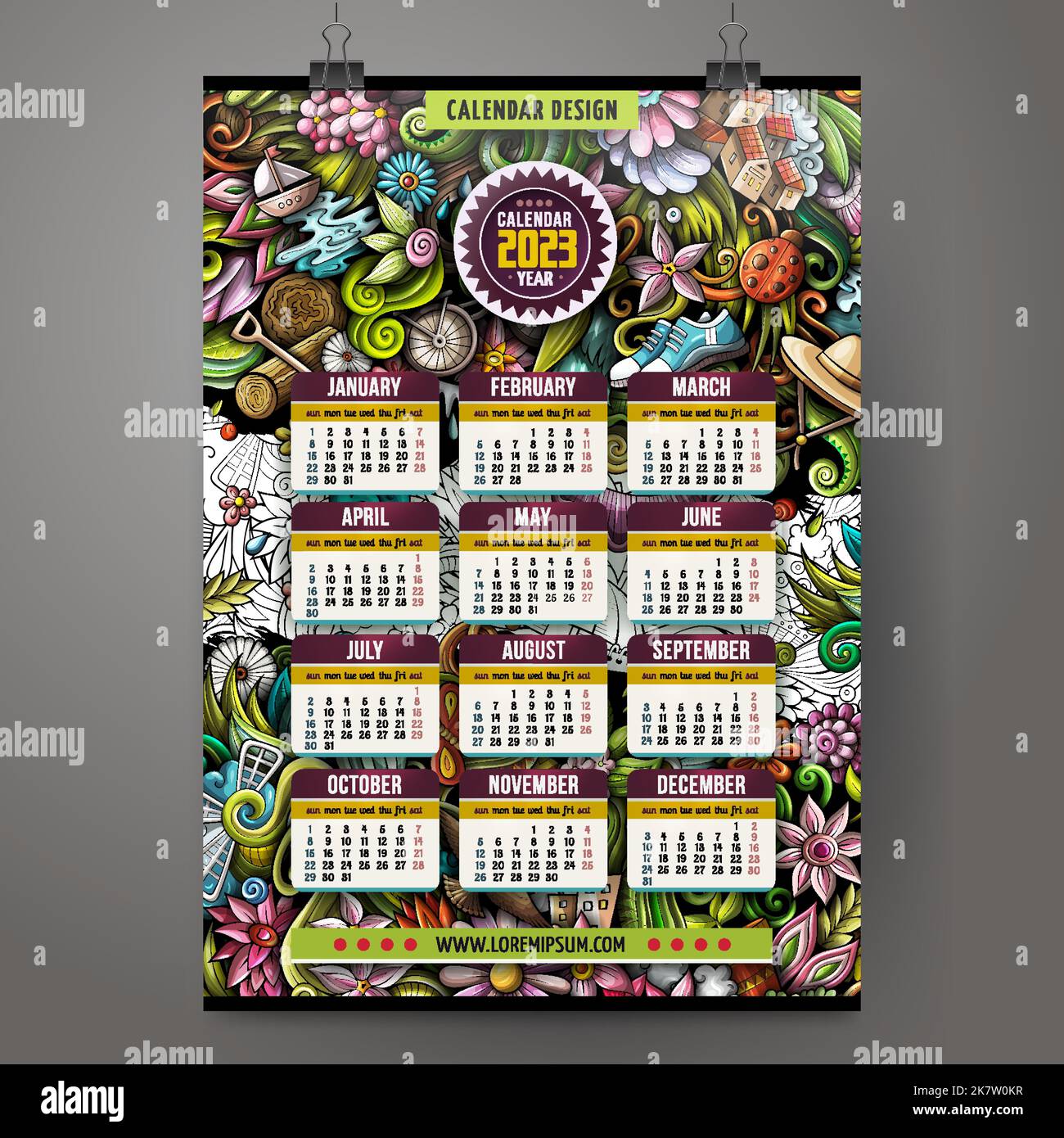 Cartoon doodles Spring 2023 year calendar Stock Vector Image & Art - Alamy