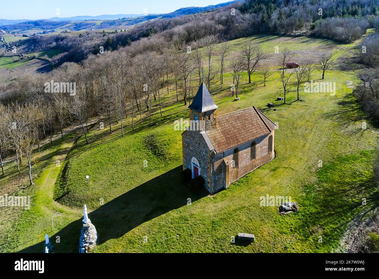 Letra (central eastern France): aerial view of the Chapel of La Salette ...