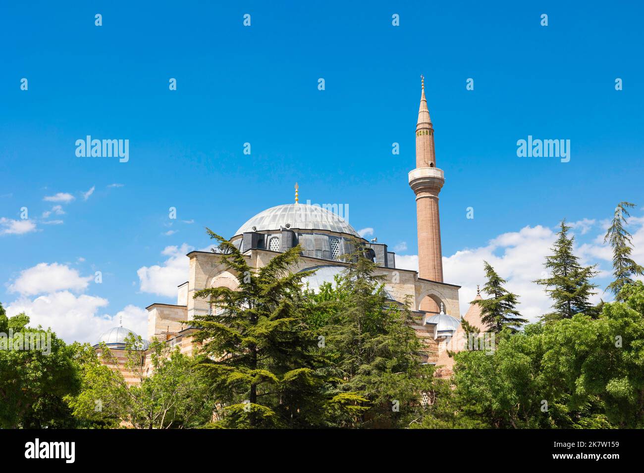 Konya Serafeddin Mosque with trees around it. Islamic photo. Ramadan or ...