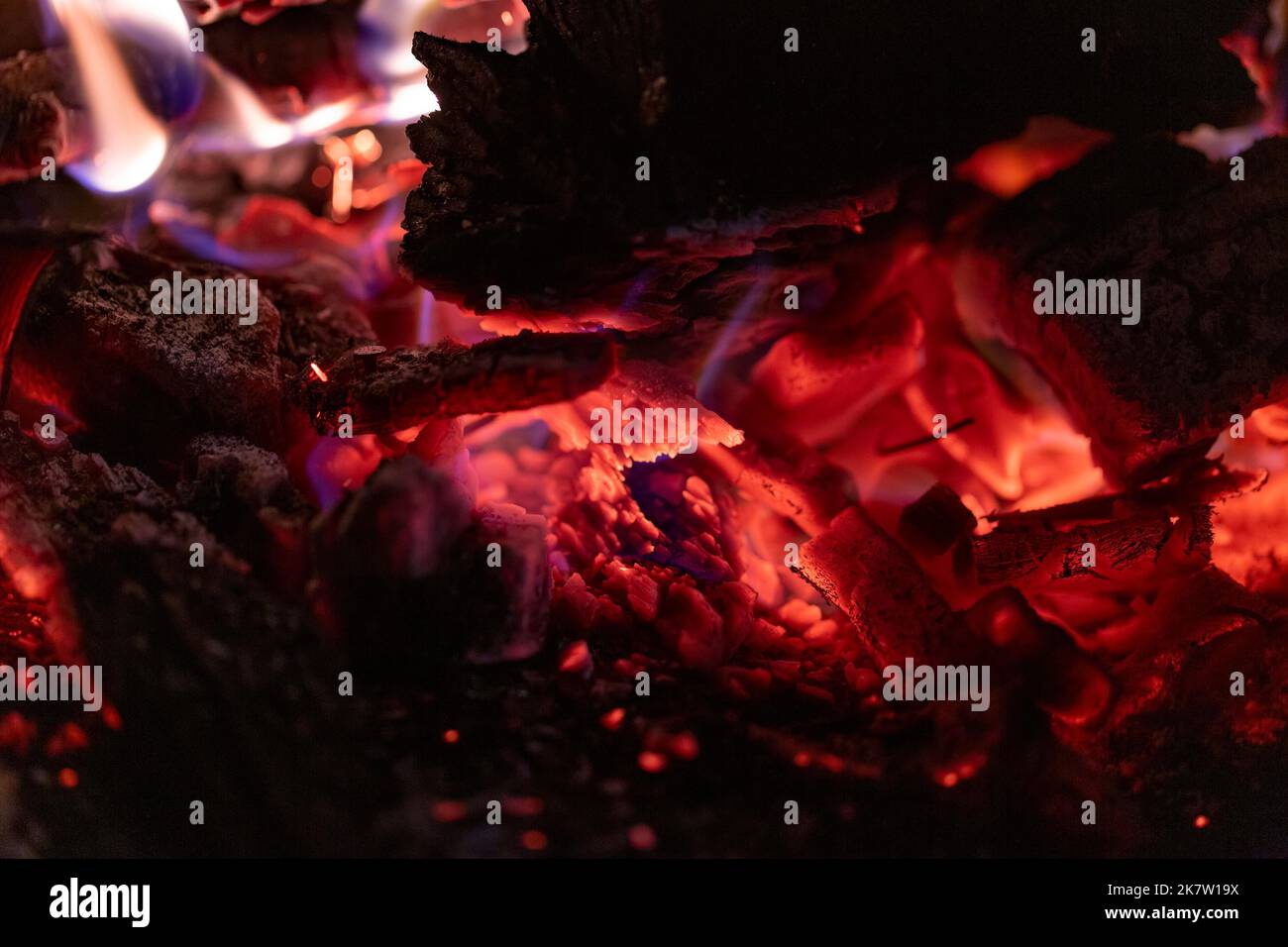 spectacular close-up of embers burning on bonfire Stock Photo - Alamy