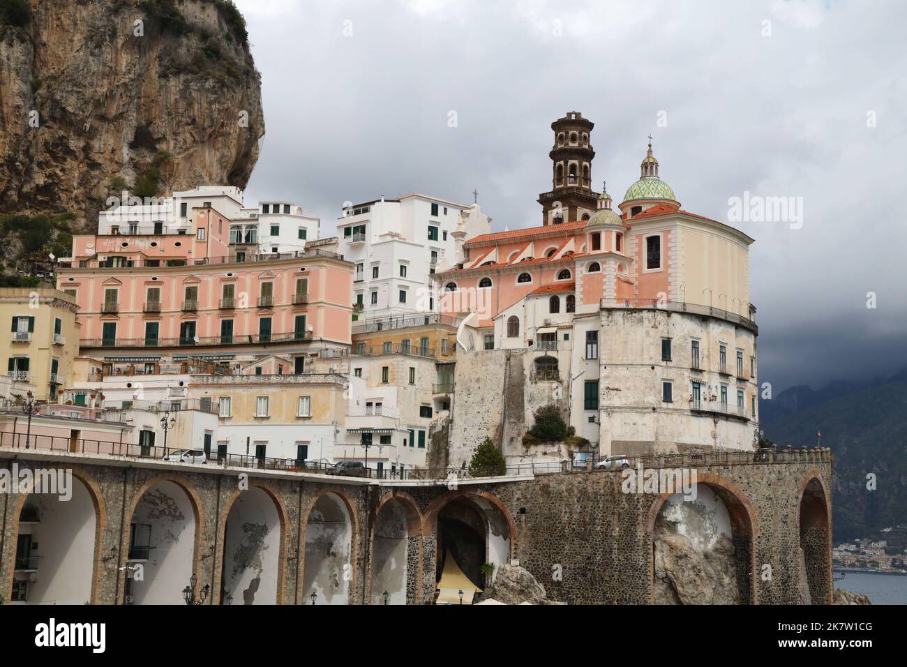 The characteristic village of Atrani on the Amalfi Coast, Italy Stock ...