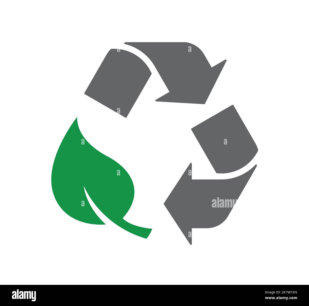 triangle recycle logo symbol with green leaf vector isolated on white ...