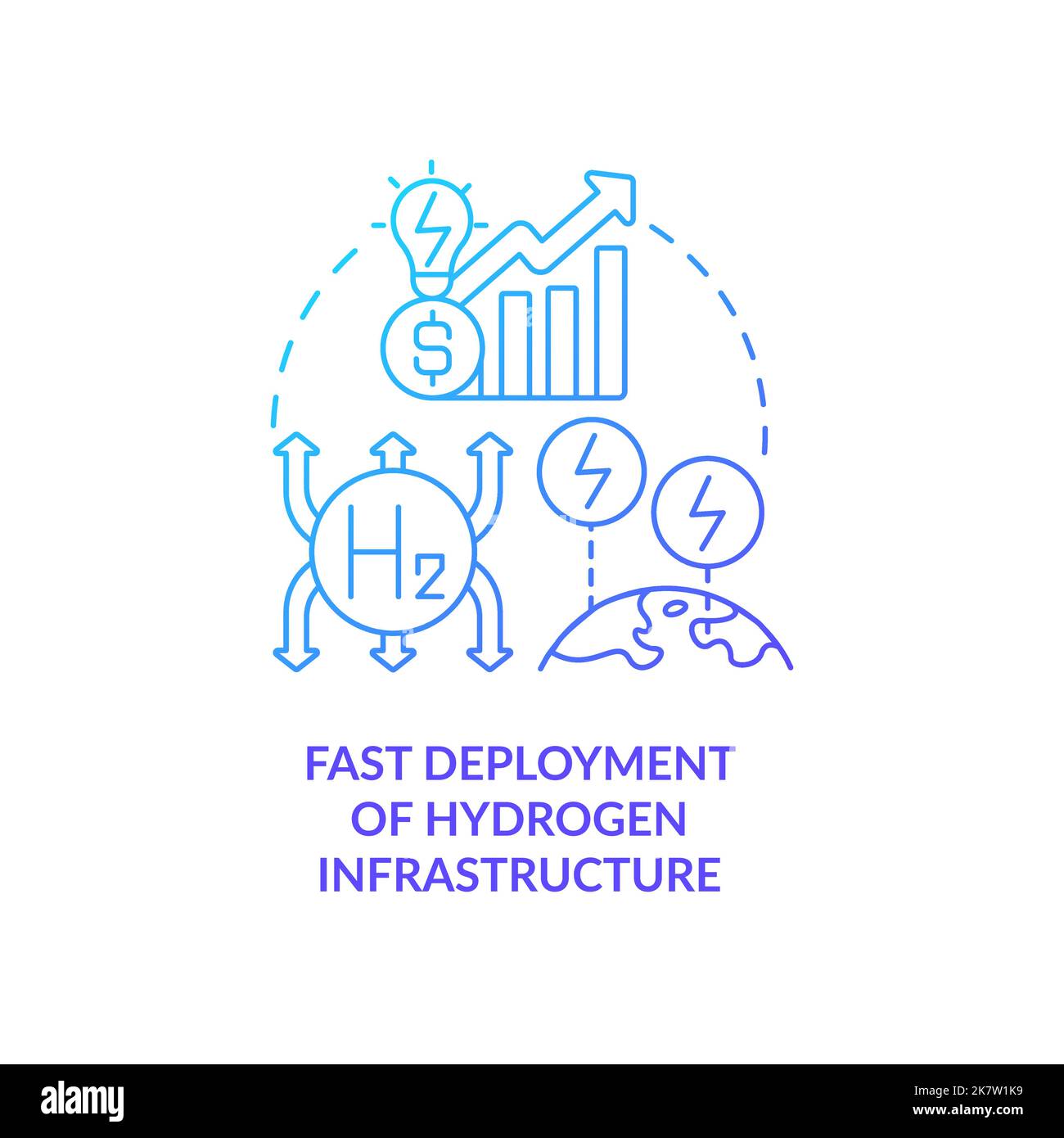 Fast hydrogen infrastructure deployment blue gradient concept icon ...
