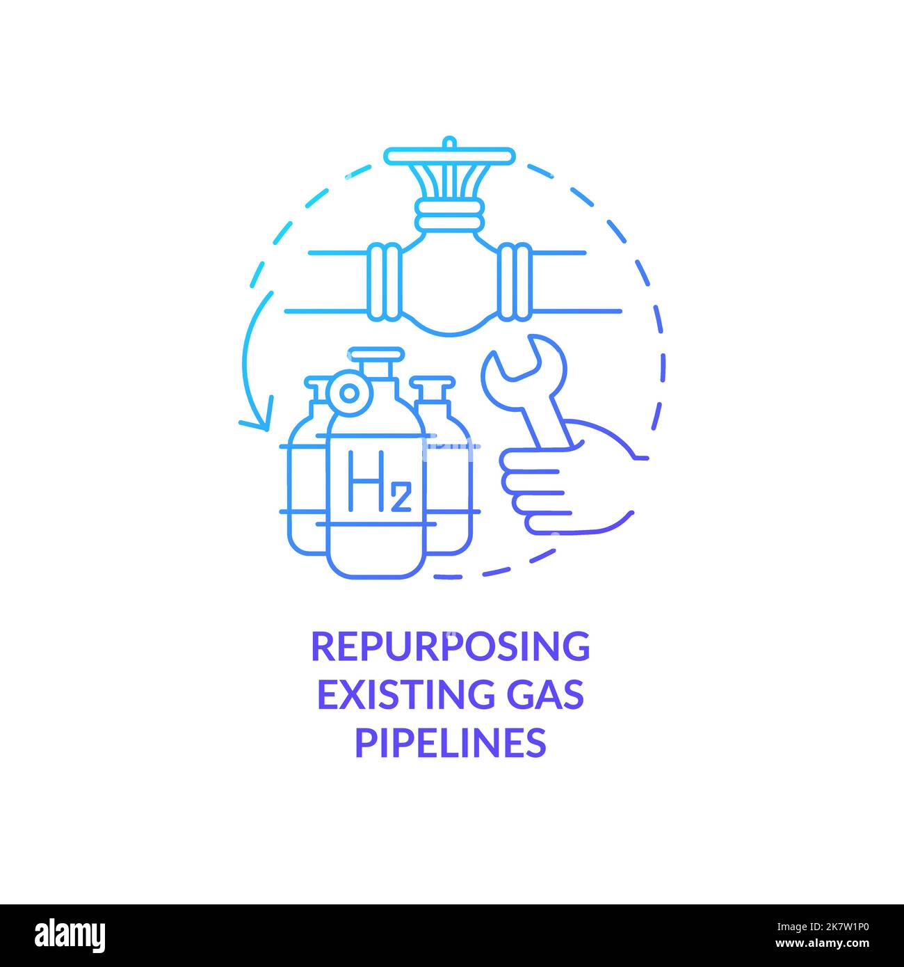 Repurpose existing gas pipelines blue gradient concept icon Stock ...