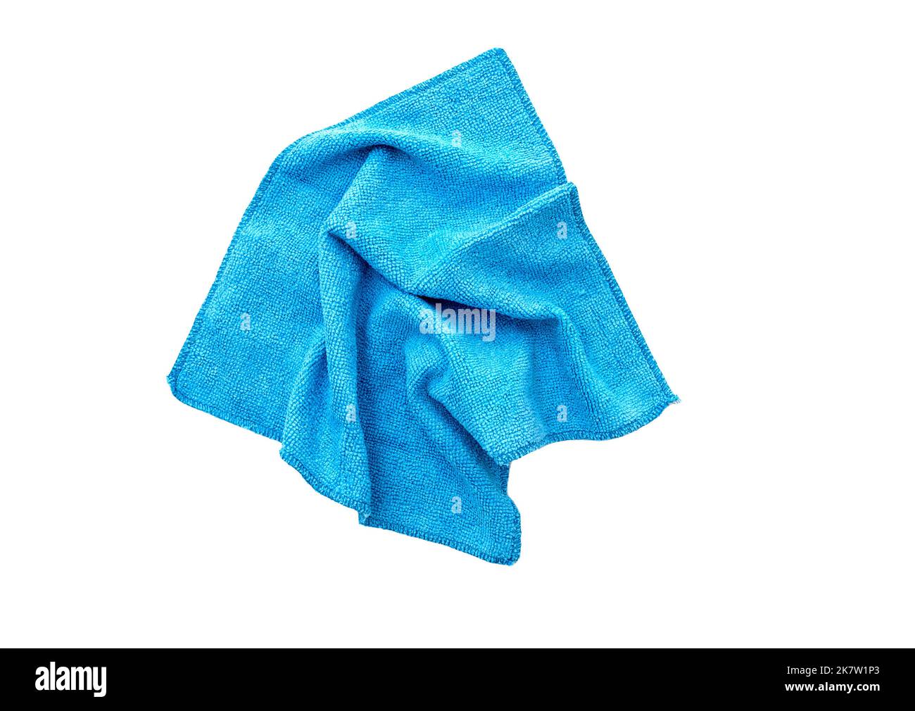 Blue rag, microfiber cloth for household, kitchen. Top view, isolated ...