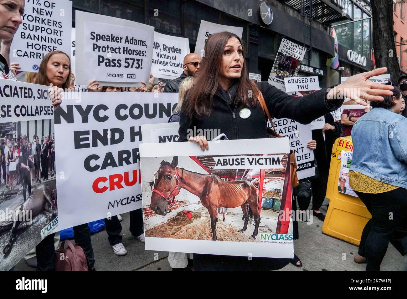 Edita Birnkraut head of NYCLASS speaks as protesters gather for a ...
