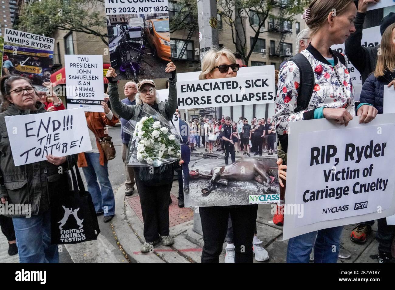 Protesters gather with placards for a Memorial for Ryder, a NYC ...