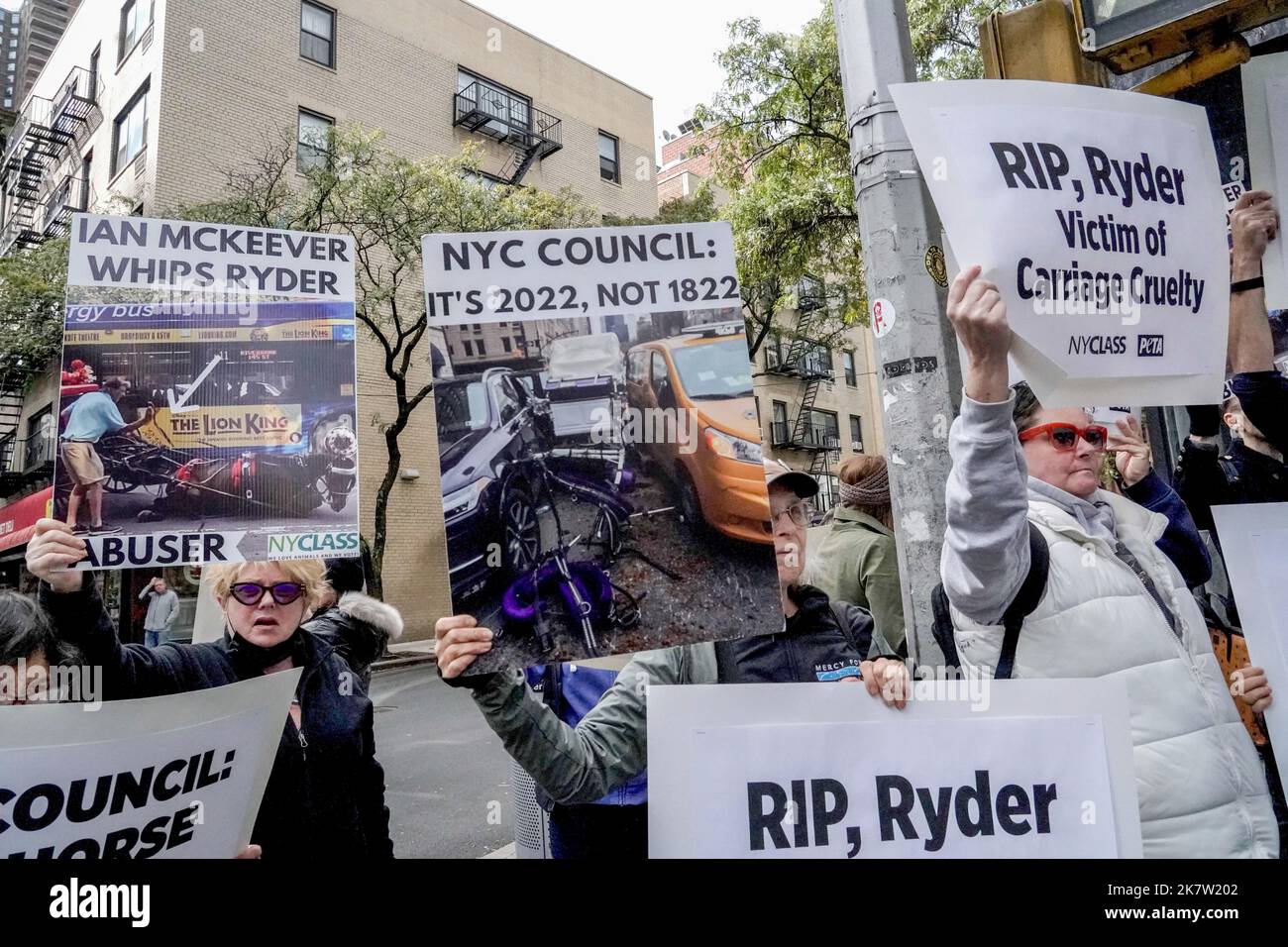 Protesters gather with placards for a Memorial for Ryder, a NYC ...