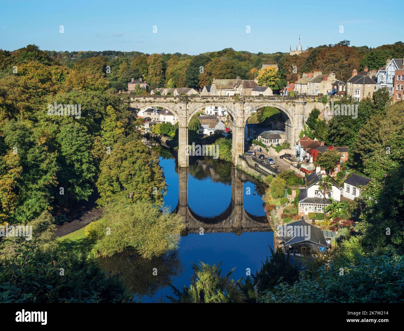 Railway viaduct over the River Nidd at Knaresborough North Yorkshire ...