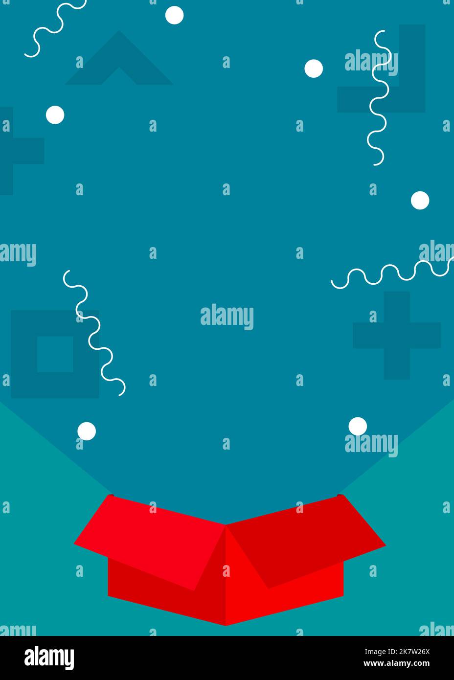 Simple business unpack, package unboxing parcel template. Vector cartoon creative background ...