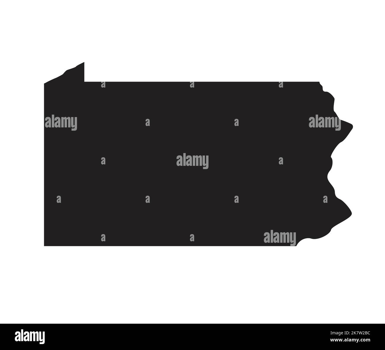 Pennsylvania PA state shape map silhouette border simplified USA vector ...