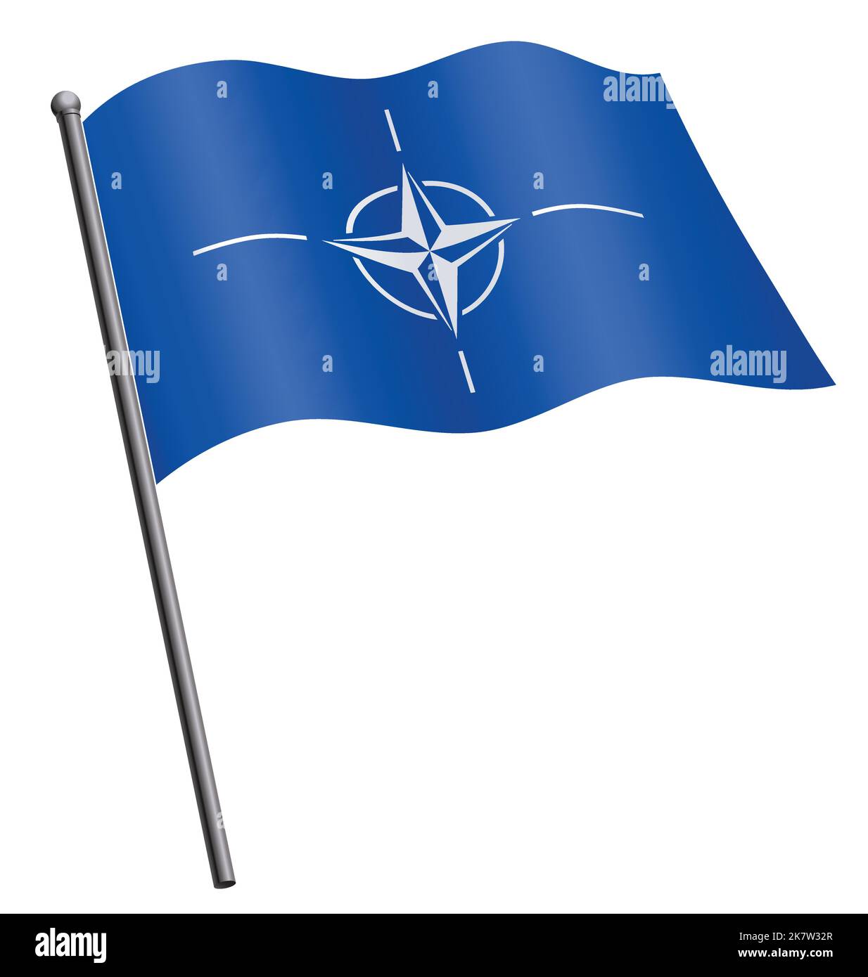accurate correct nato flag flying waving flowing on flagpole vector ...