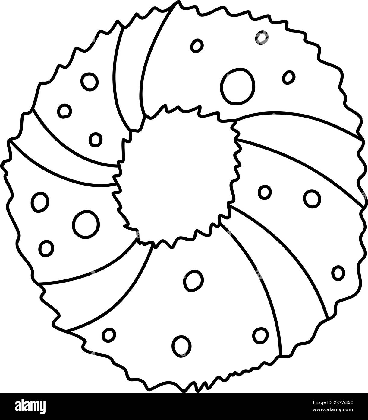 Doodle Christmas wreath. Cartoon element, vector sketch illustration ...