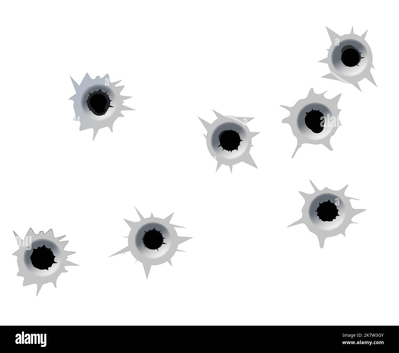 simple classic bullet holes in metal elements icon vector isolated set ...