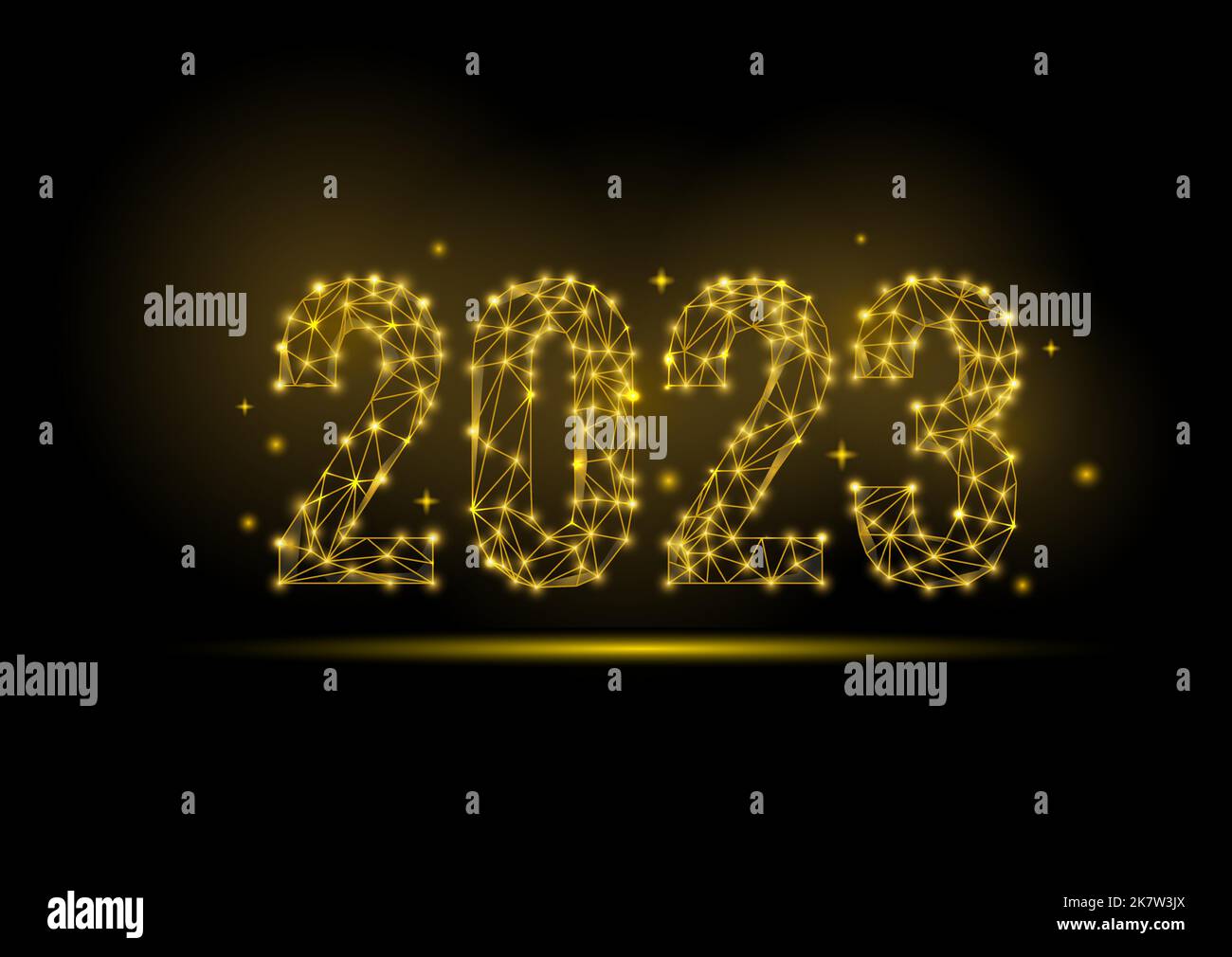 2023 Wireframe Christmas and new year calendar polygonal vector design ...