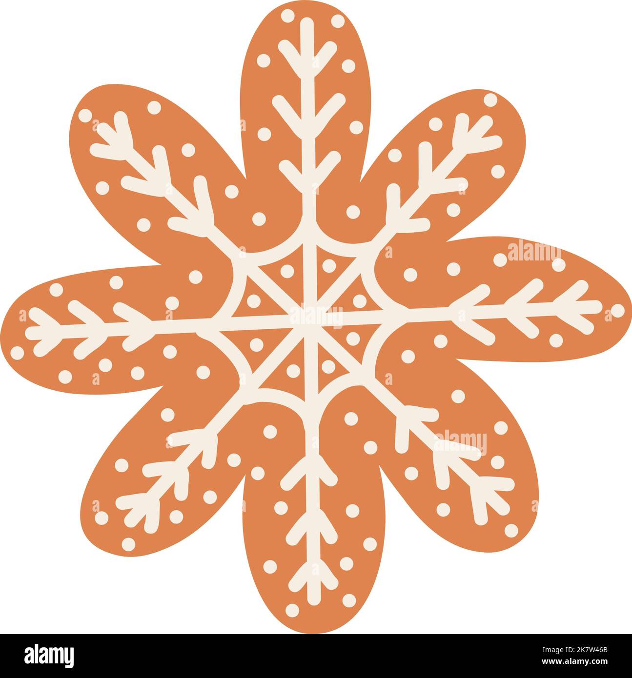 Christmas gingerbread cookie in cartoon style. Hand drawn vector ...