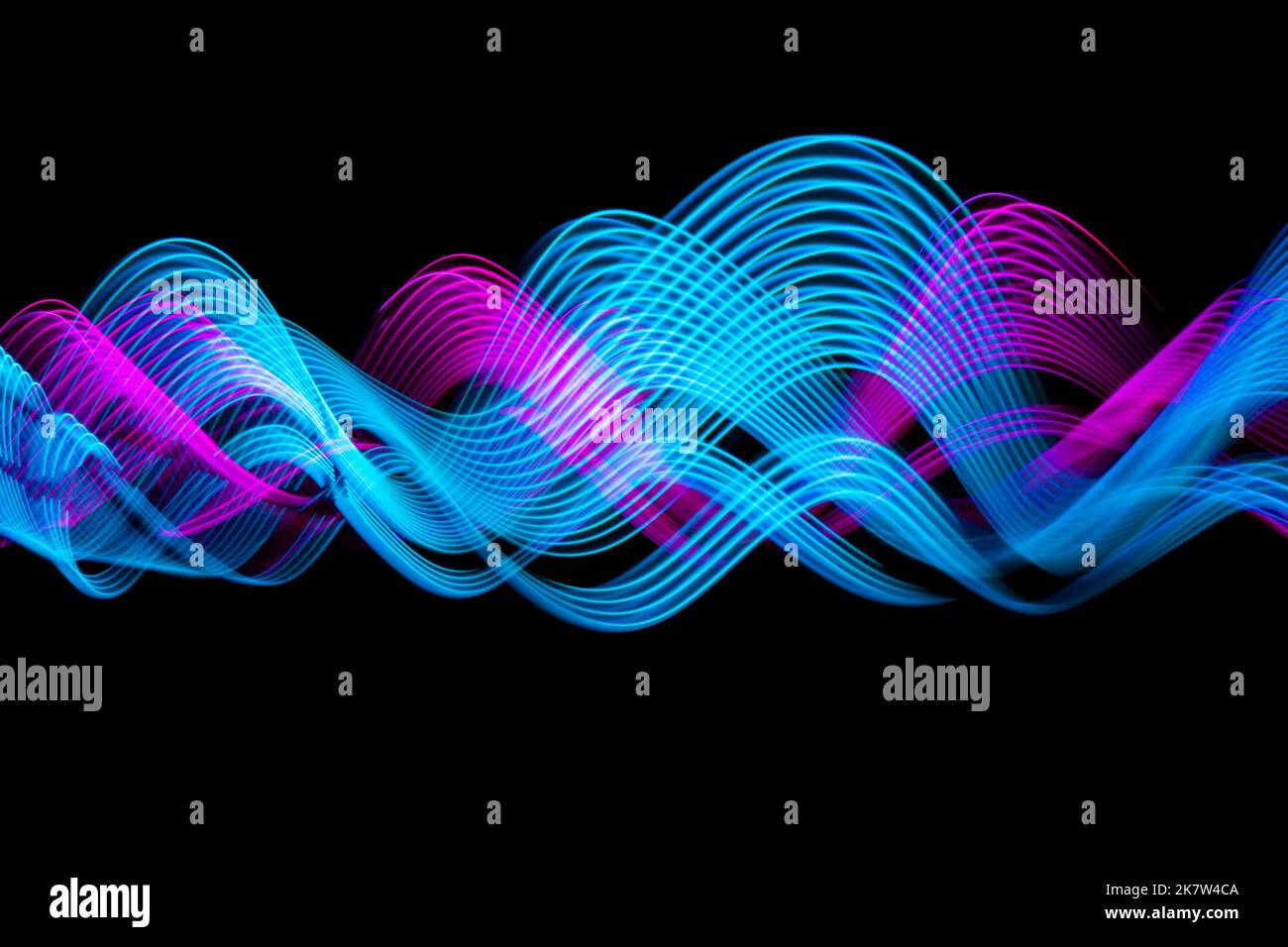 Abstract waves banner design. Technology neon blue and pink lines on ...