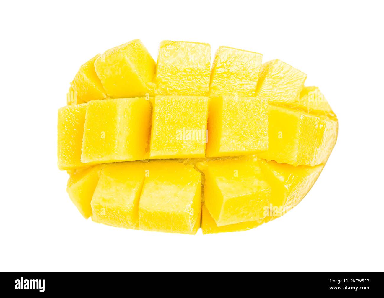 chopped half of ripe mango fruit isolated on white background Stock ...