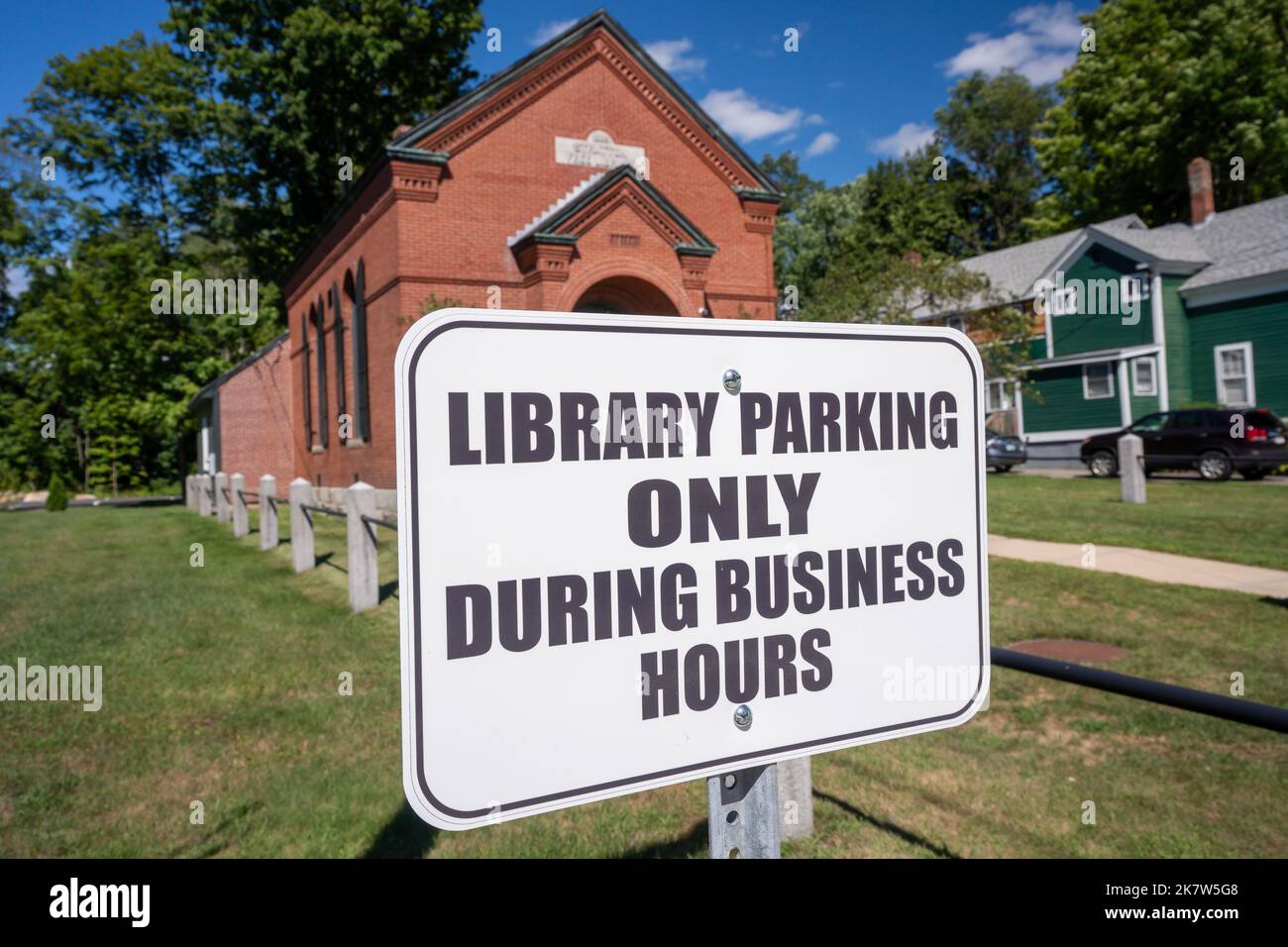 West Swanzey, NH USA - August 12, 2022 - Stratton Free Library on a ...