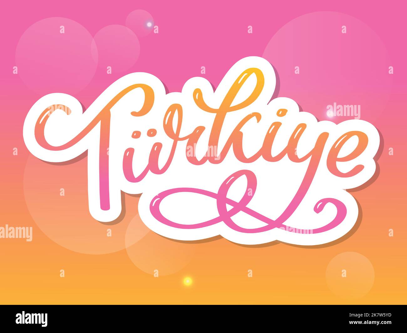 Text in the Turkish: Turkey Lettering. Handwritten name of the country ...