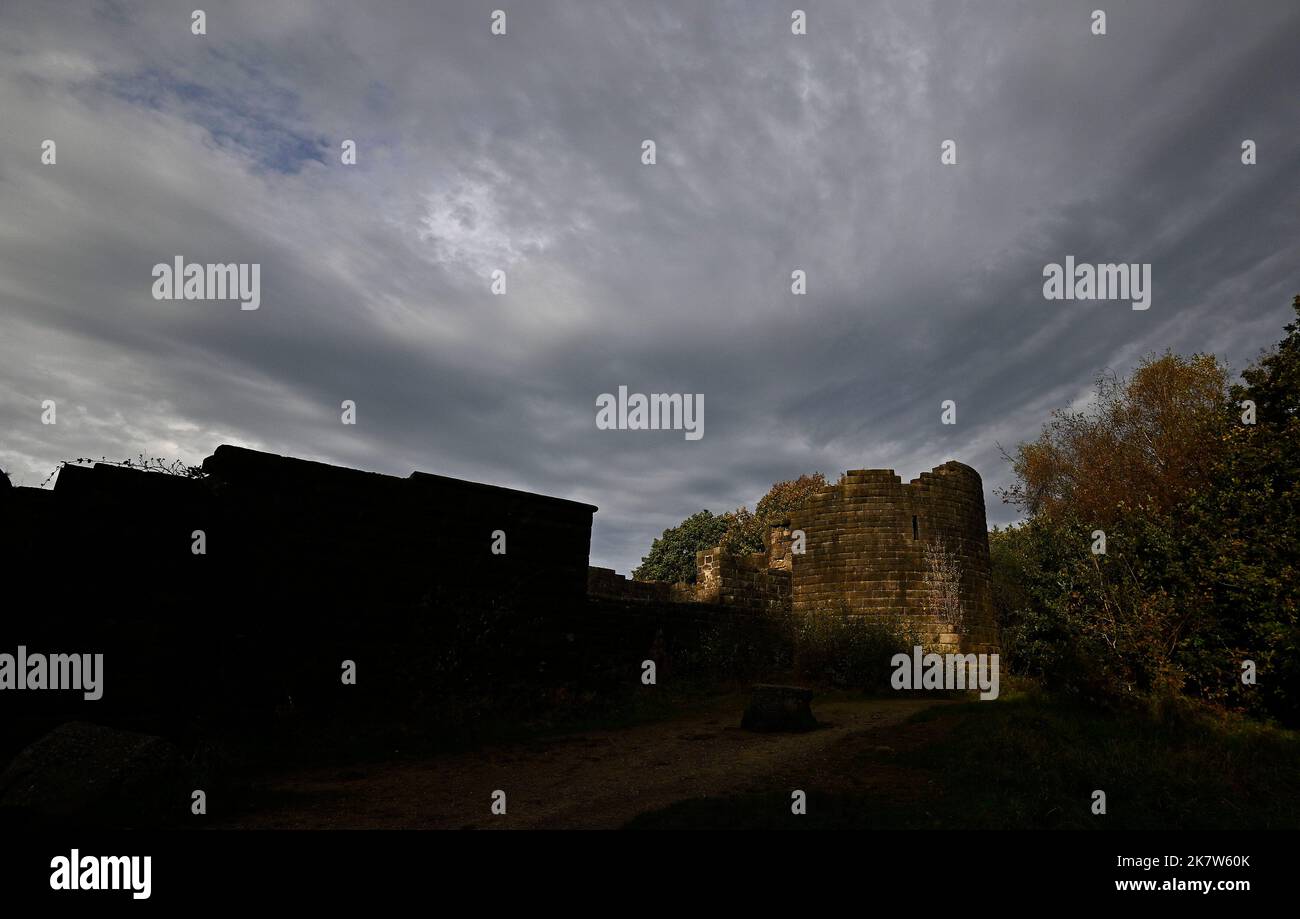 Rivington. UK. 19 October 2022. Rivington reservoir. A wide angle view ...