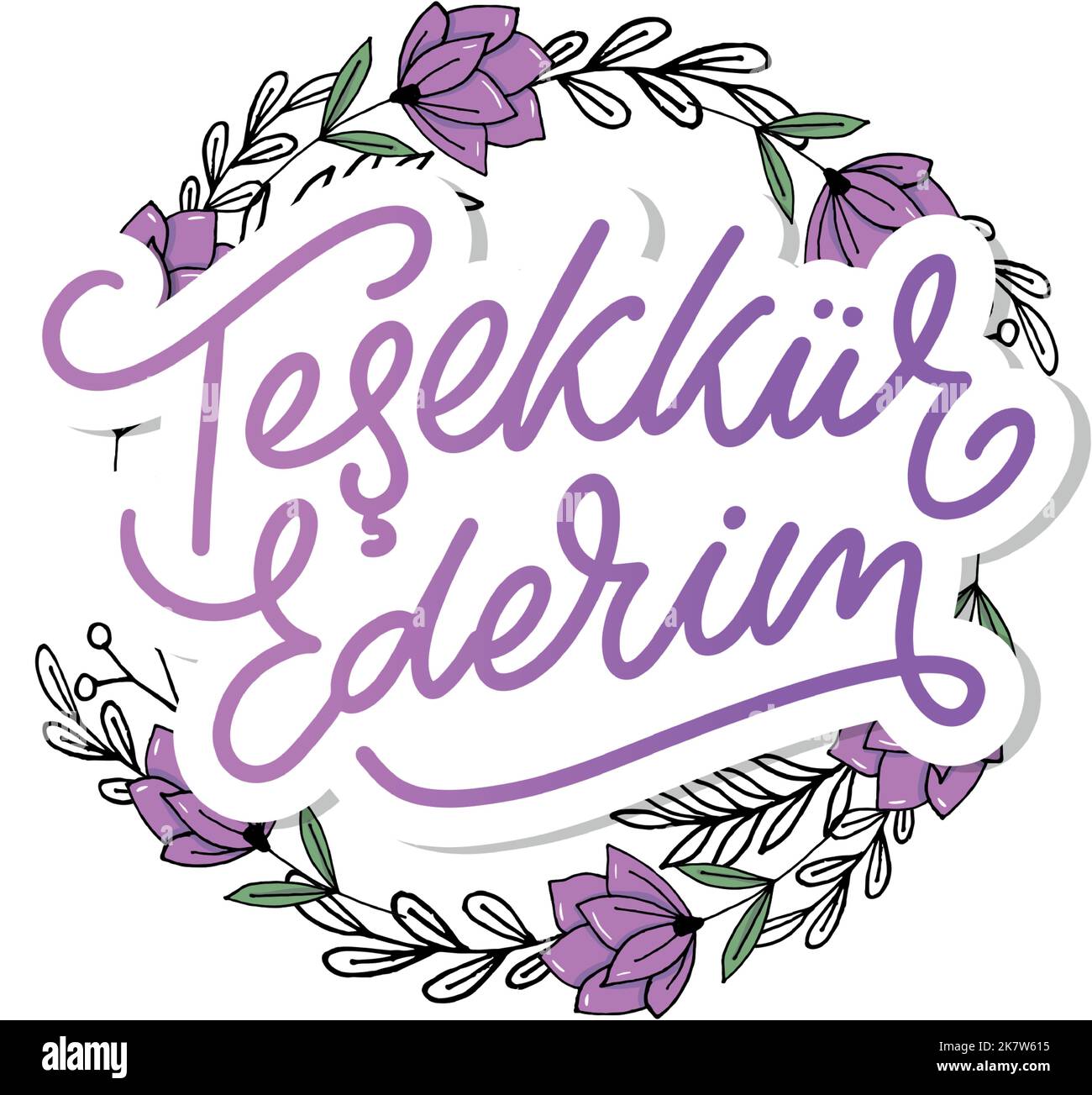 Text in the Turkish: Thank you. Lettering. Ink illustration. Modern ...