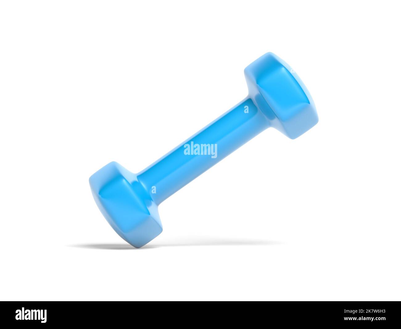 Blue dumbbell isolated on white background. 3d illustration Stock Photo - Alamy