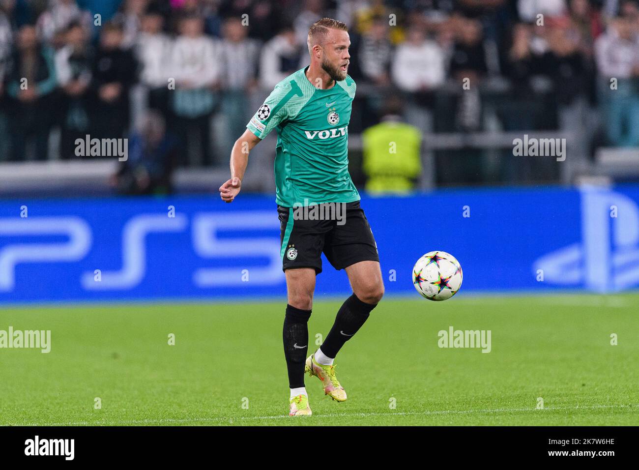 TURIN, ITALY - OCTOBER 05: Daniel Sundgren of Maccabi Haifa in action ...