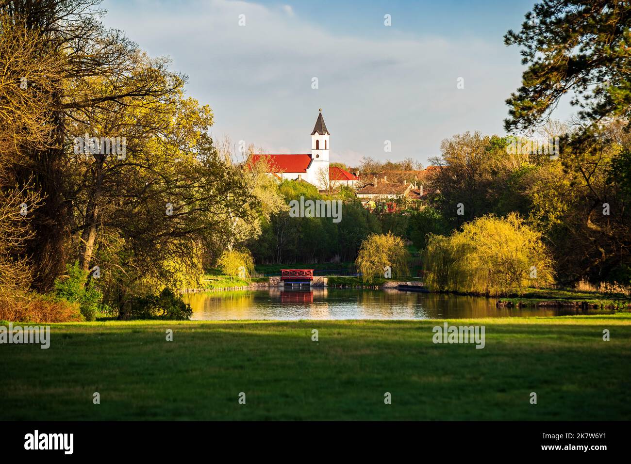 Festetics castle's garden in Deg town Hungary. Amazing little lake in ...