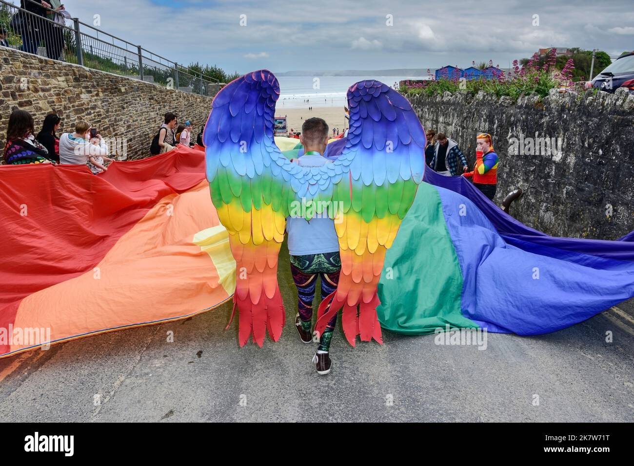 The vibrant colourful Cornwall Prides Pride parade in Newquay Town ...