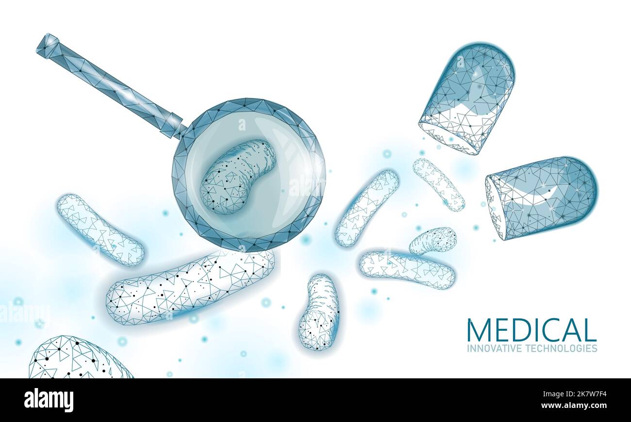 Bacteria 3D low poly render probiotics. Healthy normal digestion flora ...