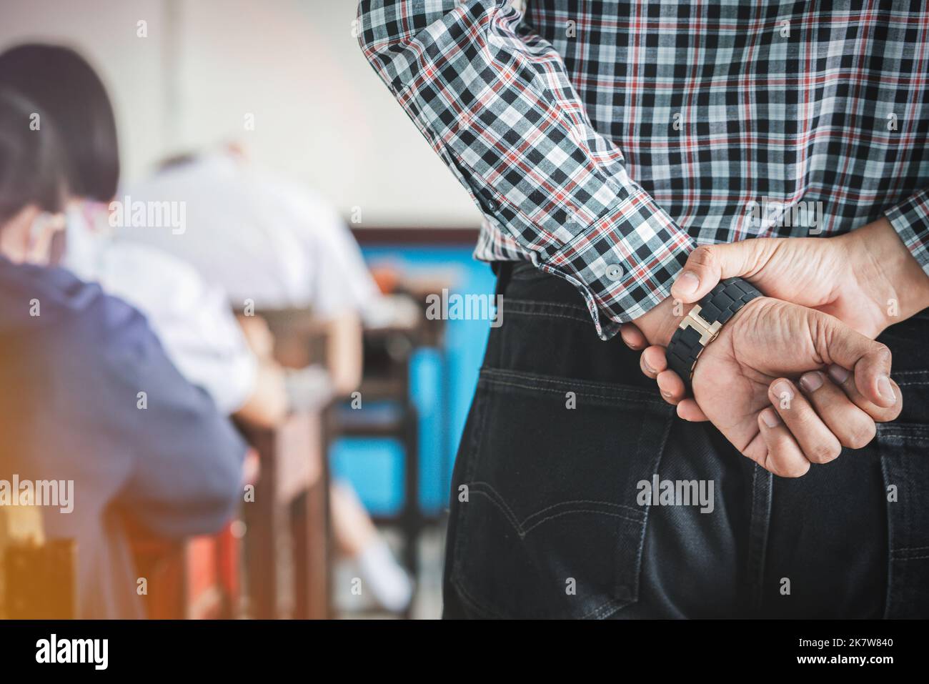The teacher controls the exam room for students to take the exam in the ...