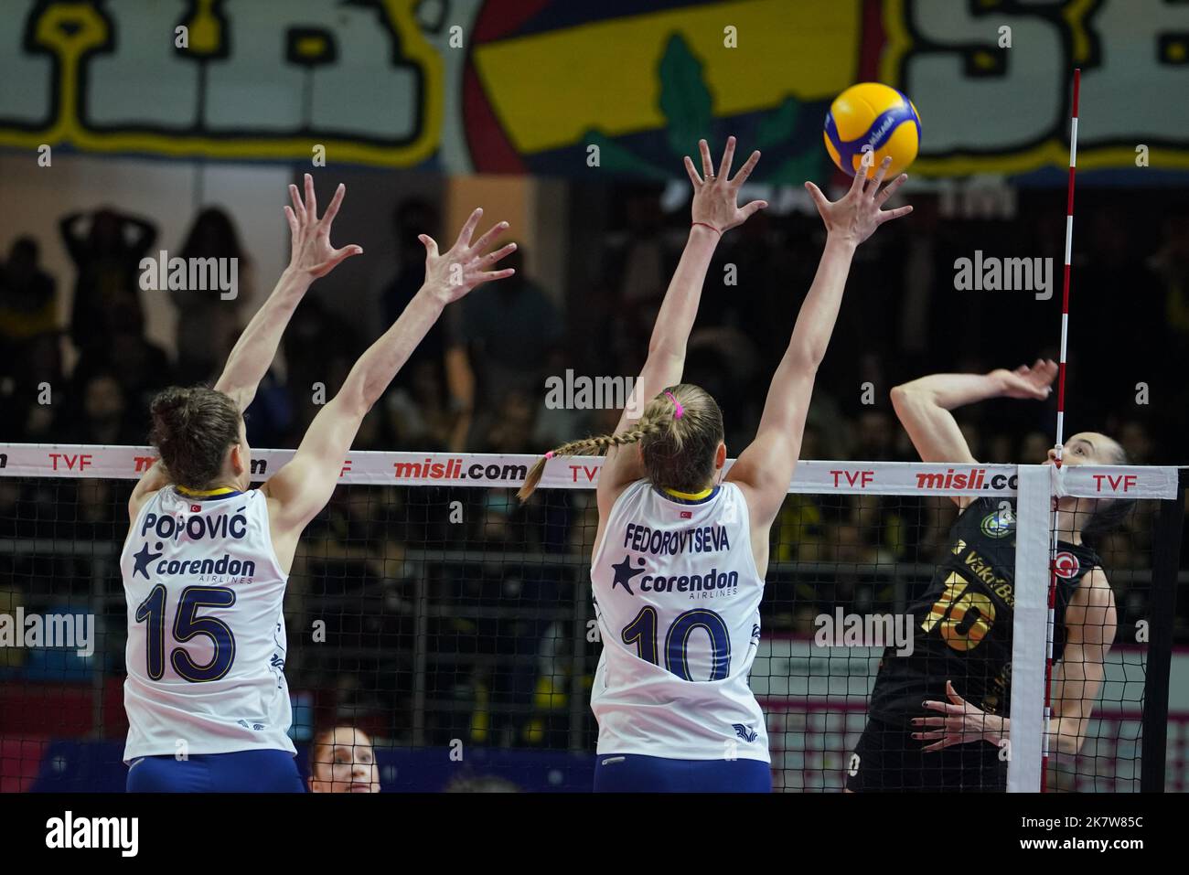 ISTANBUL, TURKEY - MAY 09, 2022: Arina Fedorovtseva and Mina Popovic in ...