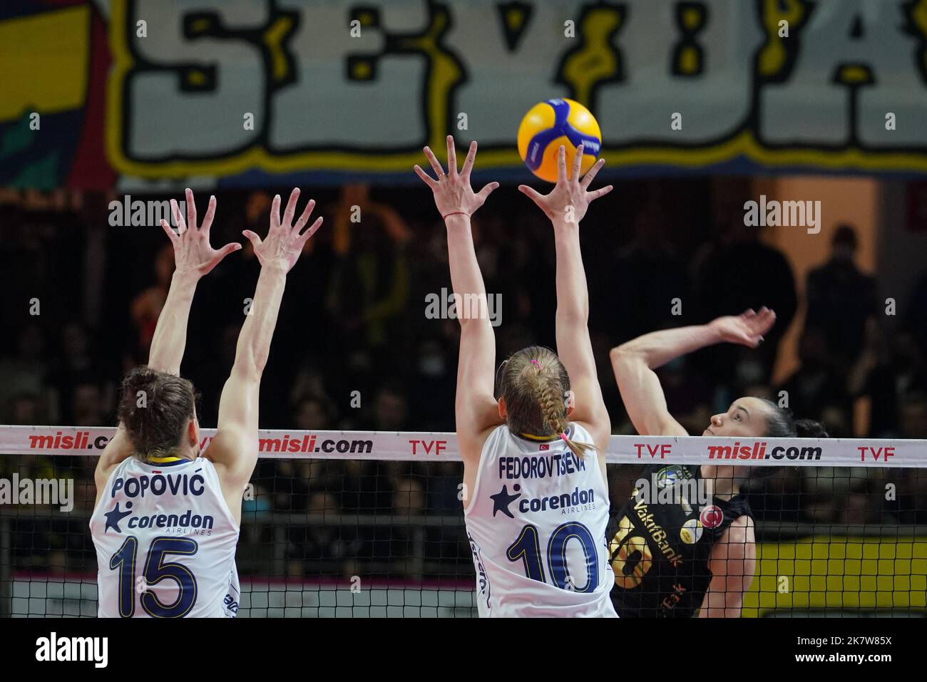 ISTANBUL, TURKEY - MAY 09, 2022: Arina Fedorovtseva and Mina Popovic in ...