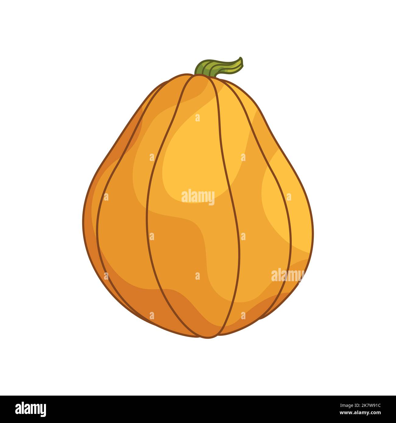 Cute flat style pumpkin. Pear-shaped shape. Simple cartoon vegetable ...
