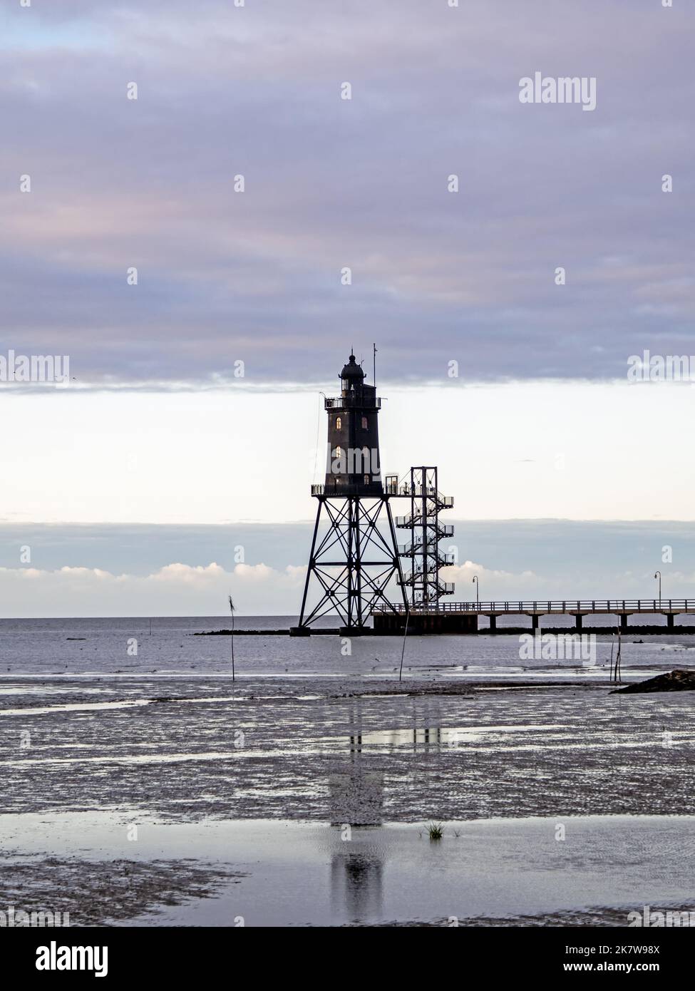 Lighthouse Obereversand in the Lower Saxony Wadden Sea off Dorum ...