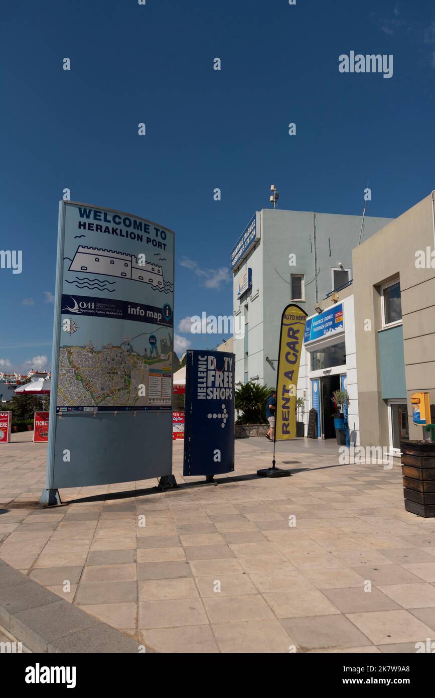Heraklion, Crete, Greece. 2022. Port of Heraklion exterior of passenger ...
