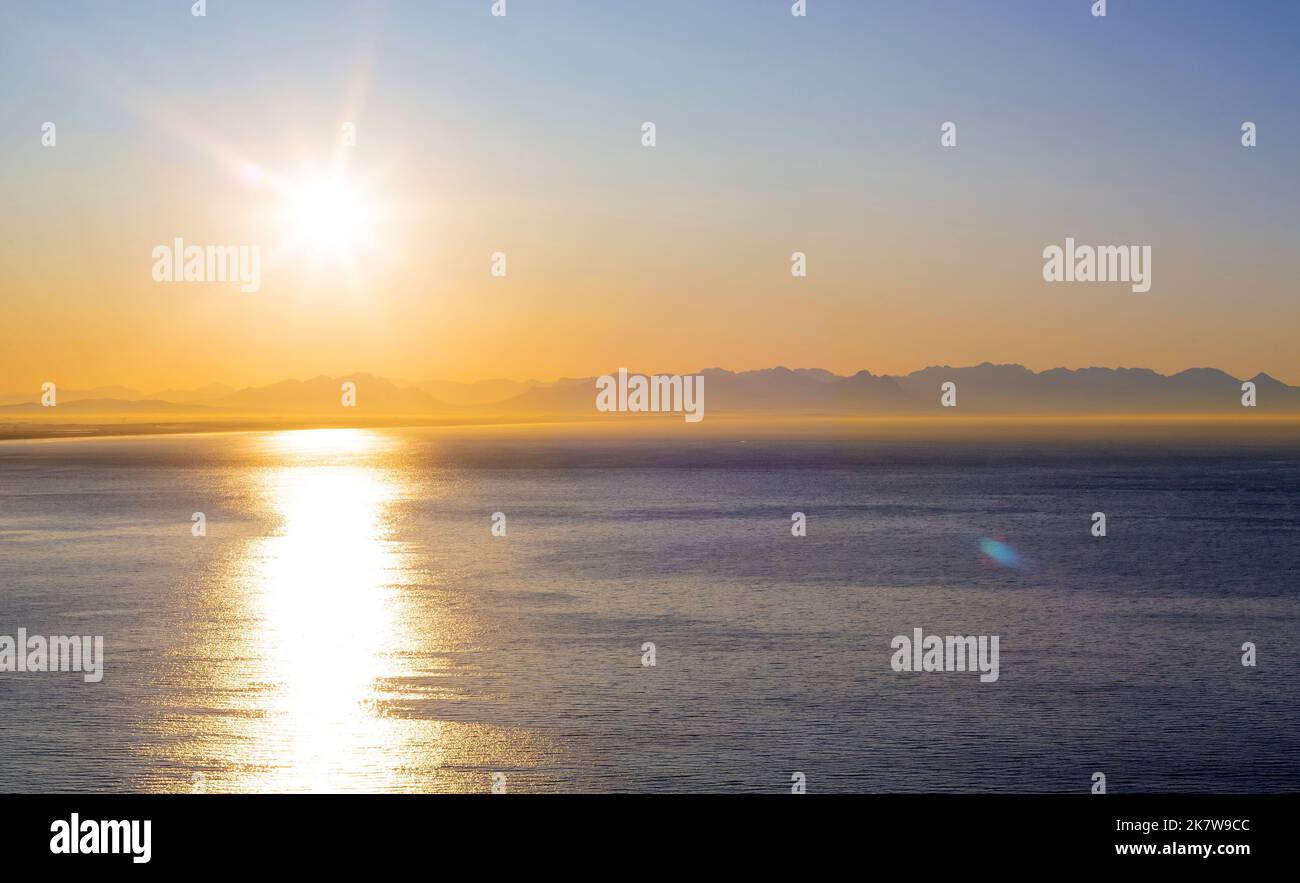 Elevated panoramic view of False Bay, Cape Town, South Africa Stock ...