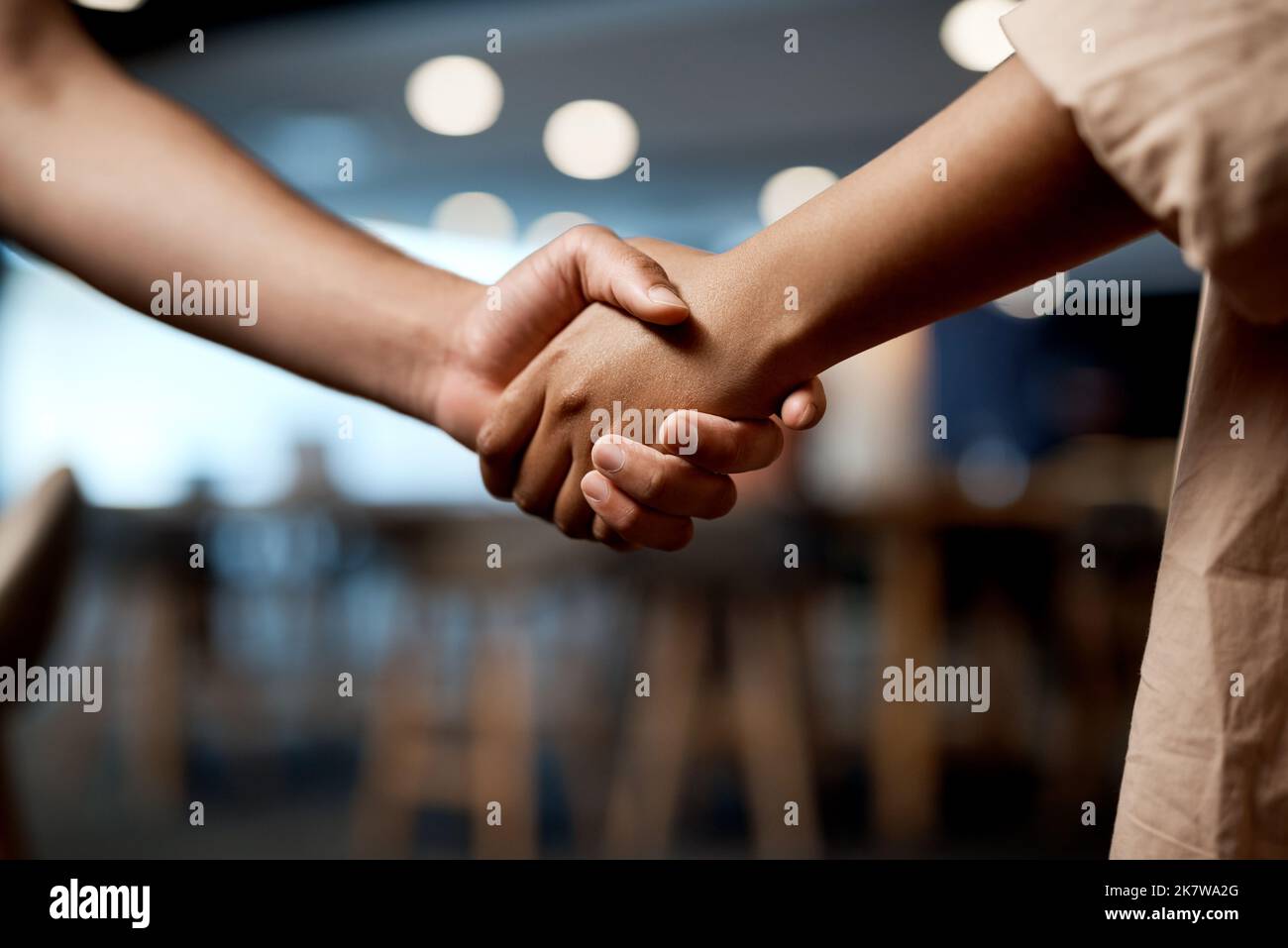 A partnership empowered by passion. two businesspeople shaking hands in ...