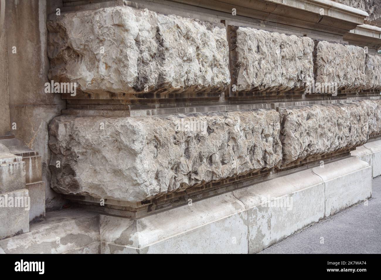 Wall made by large stones . Government building foundation Stock Photo ...