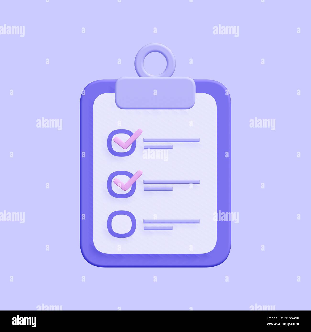 Document checklist icon. Isolated on blue. 3D Render Stock Photo - Alamy