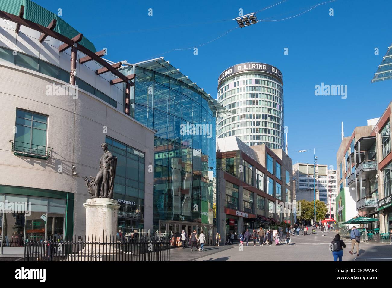 View of The Rotunda from the Bull Ring Shopping Centre in Birmingham ...