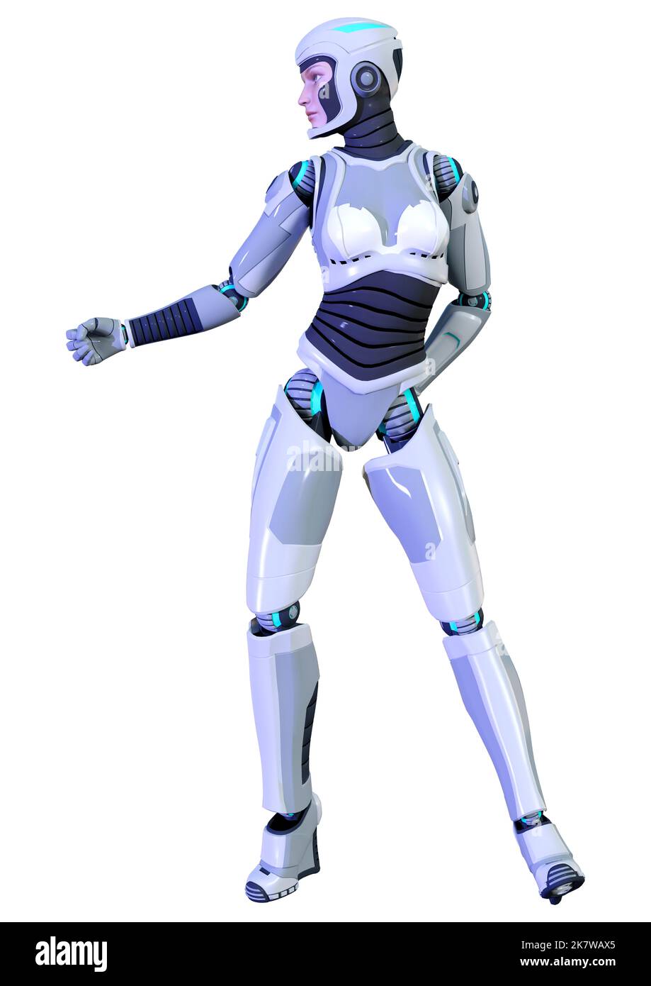 3D rendering of a female robot isolated on white background Stock Photo ...