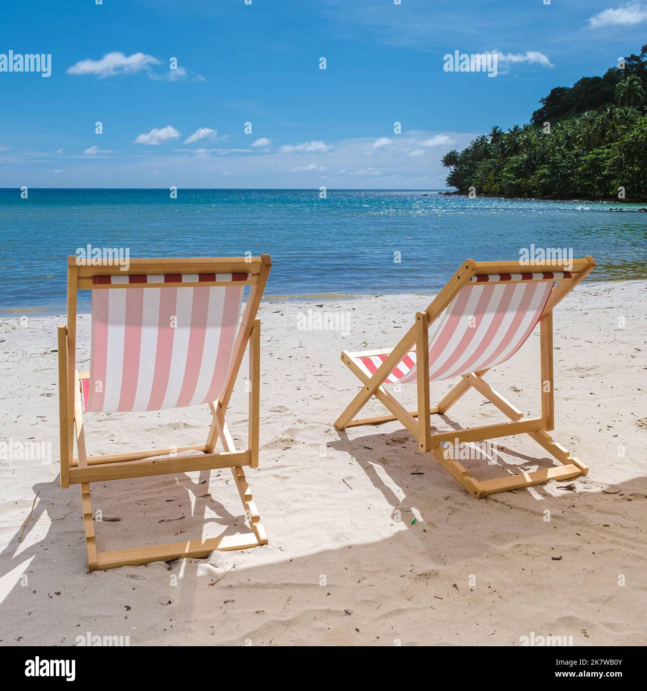 Beach vacation Concept with chair and blue sky on the tropical Island ...