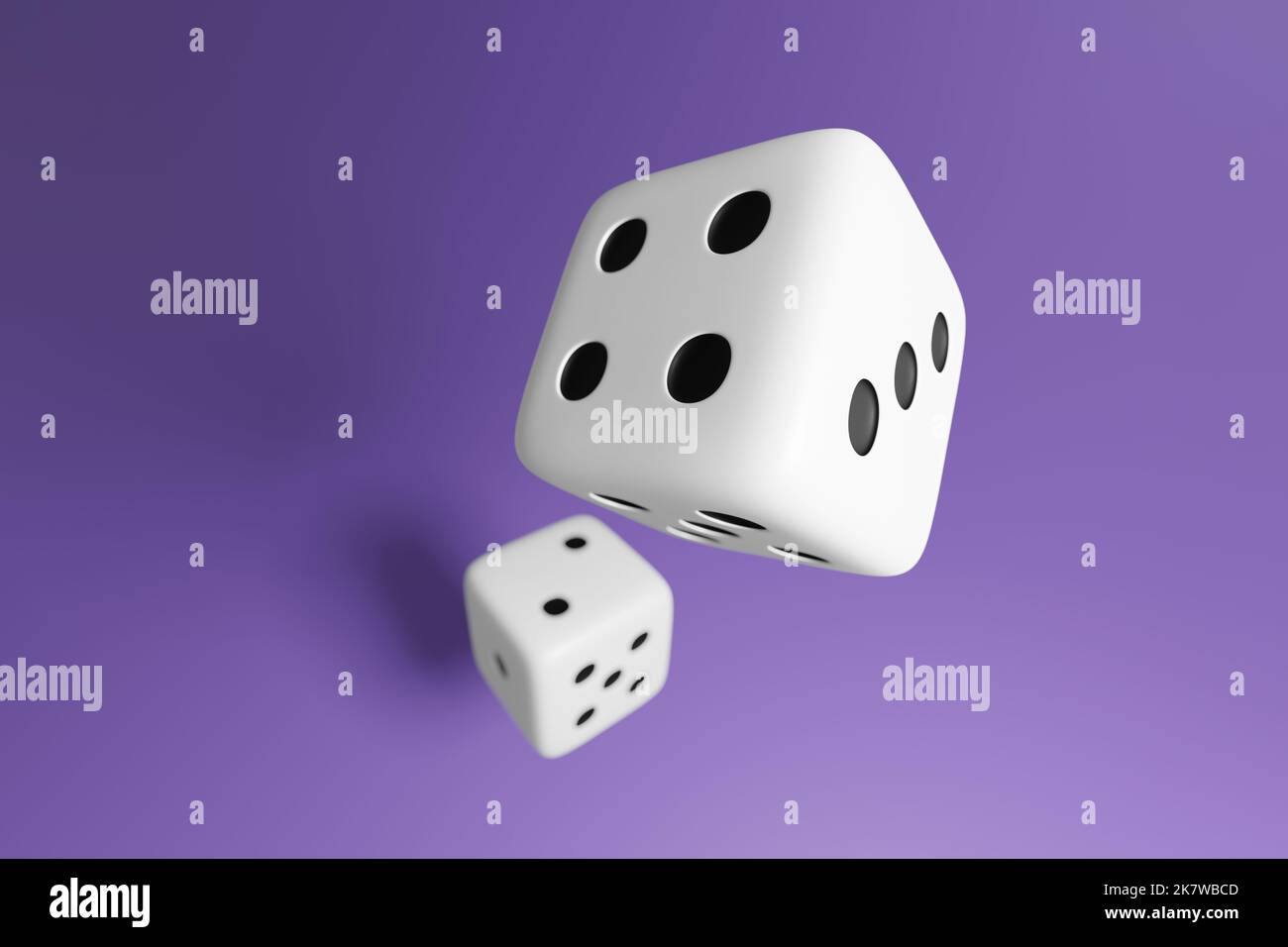 A pair of dice on purple background. Casino, betting, gambling ...